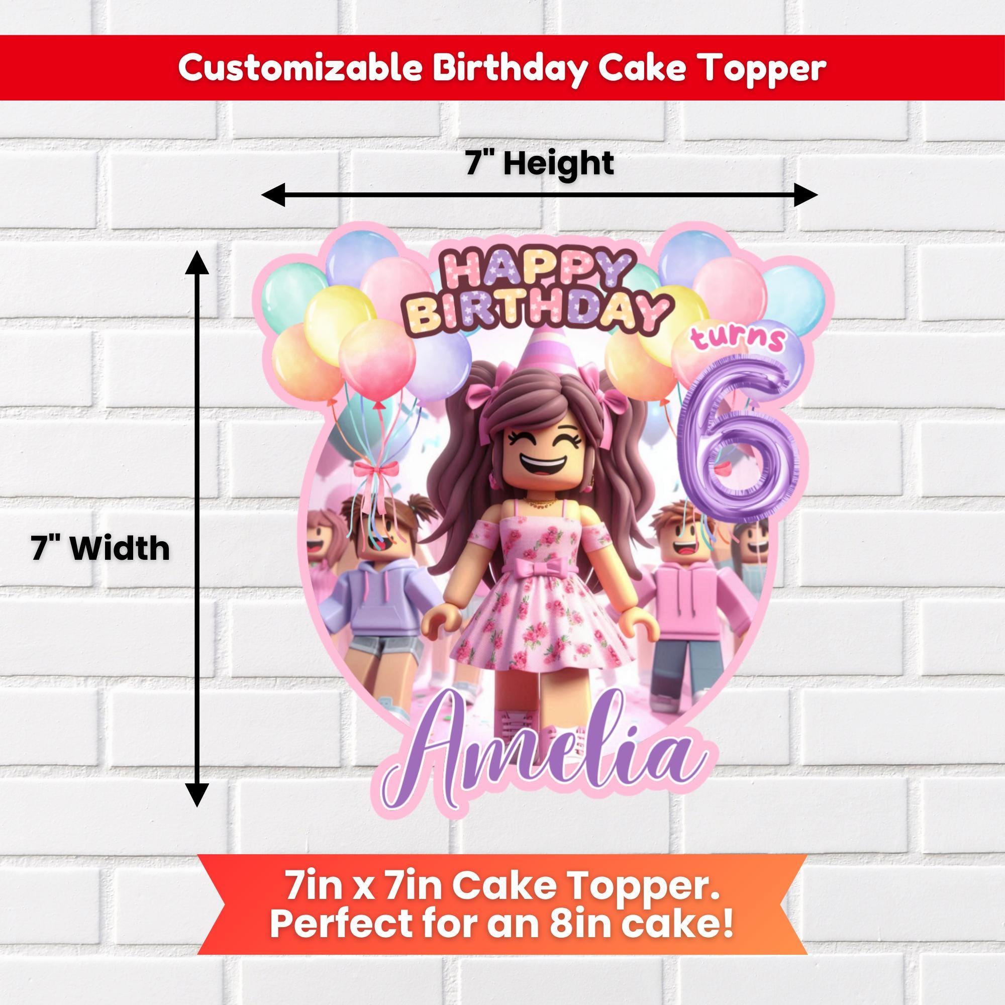 Roblox Girl Cake Topper Customizable Roblox Girl Cake Topper Printable ...