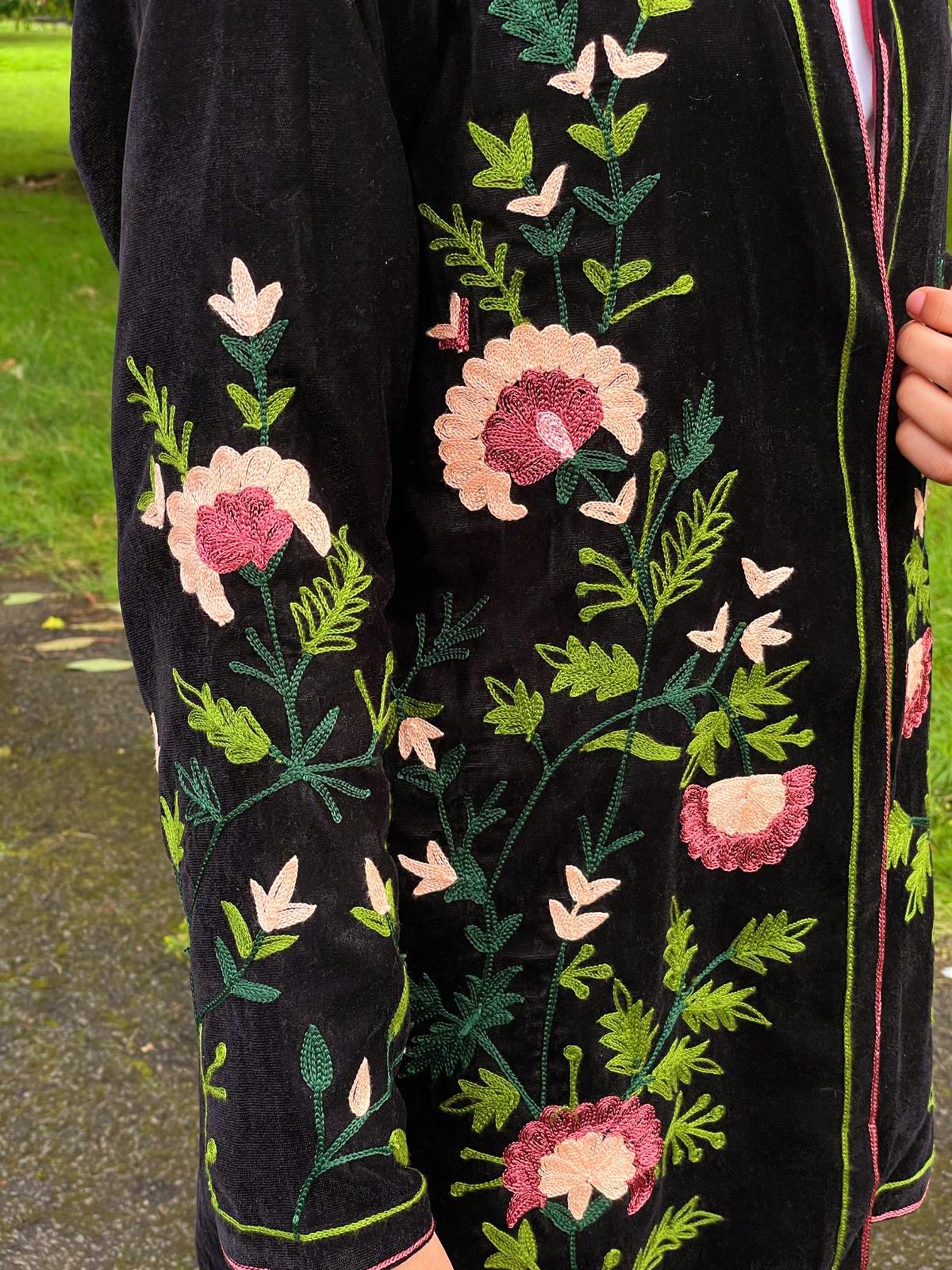 Black Velvet Embroidered Jacket – Handcrafted Floral Design With ...