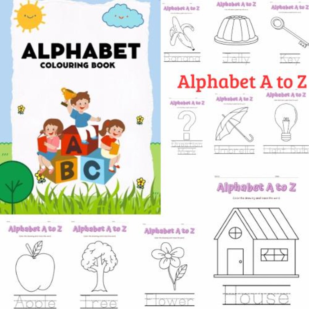 Alphabet A to Z Coloring & Tracing Worksheets | Printable ABC Learning ...