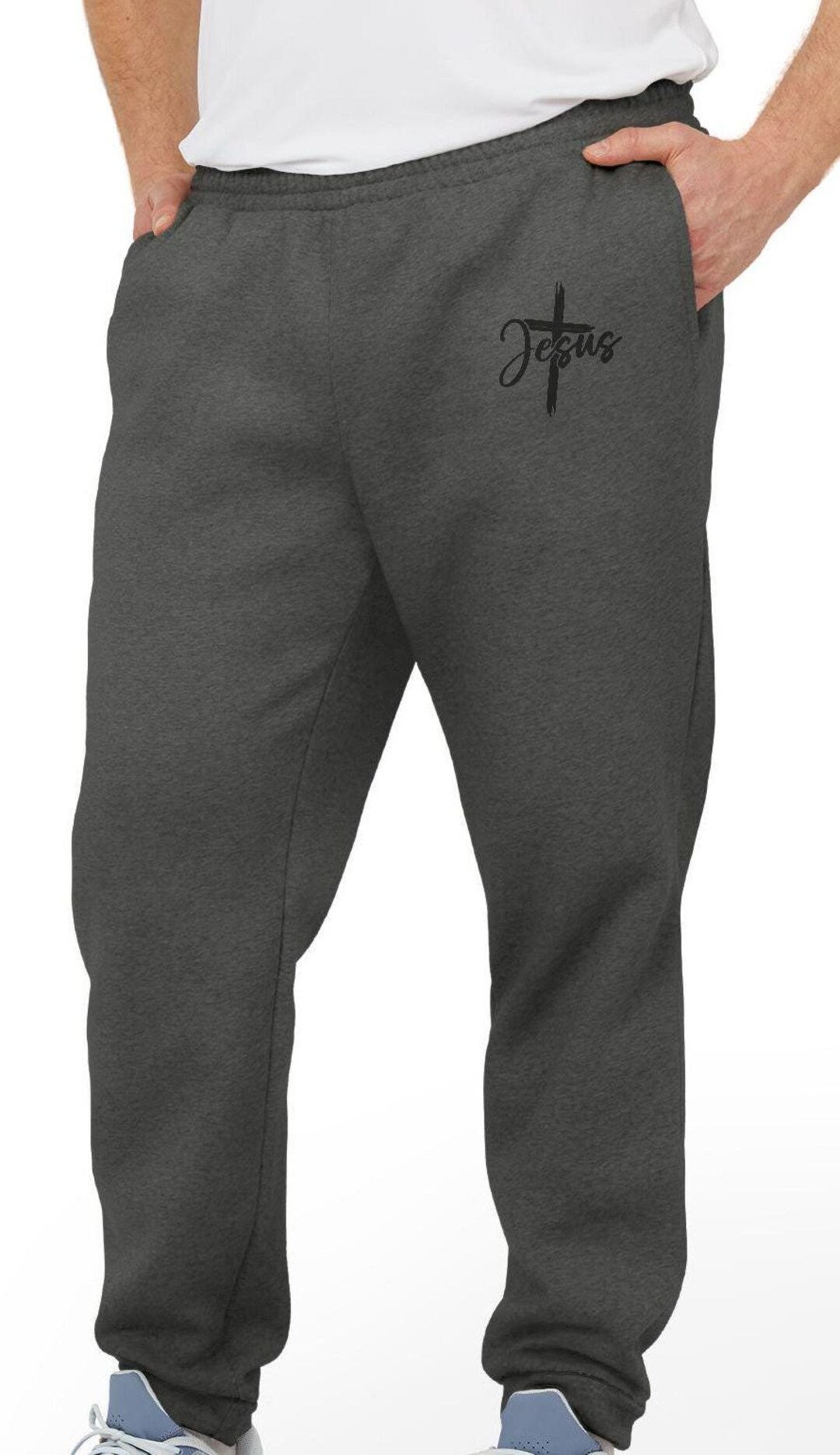 Sweatpants, Christian Cross With Jesus Design, Religious Joggers, Faith ...