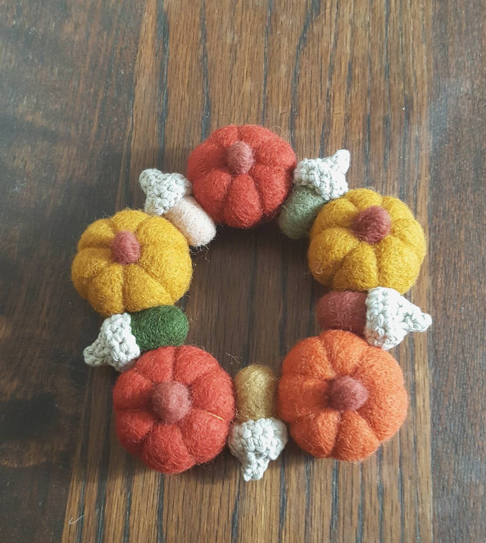 Thanksgiving Felted Wool Pumpkins Acorns Wreath Handmade Felt | Etsy