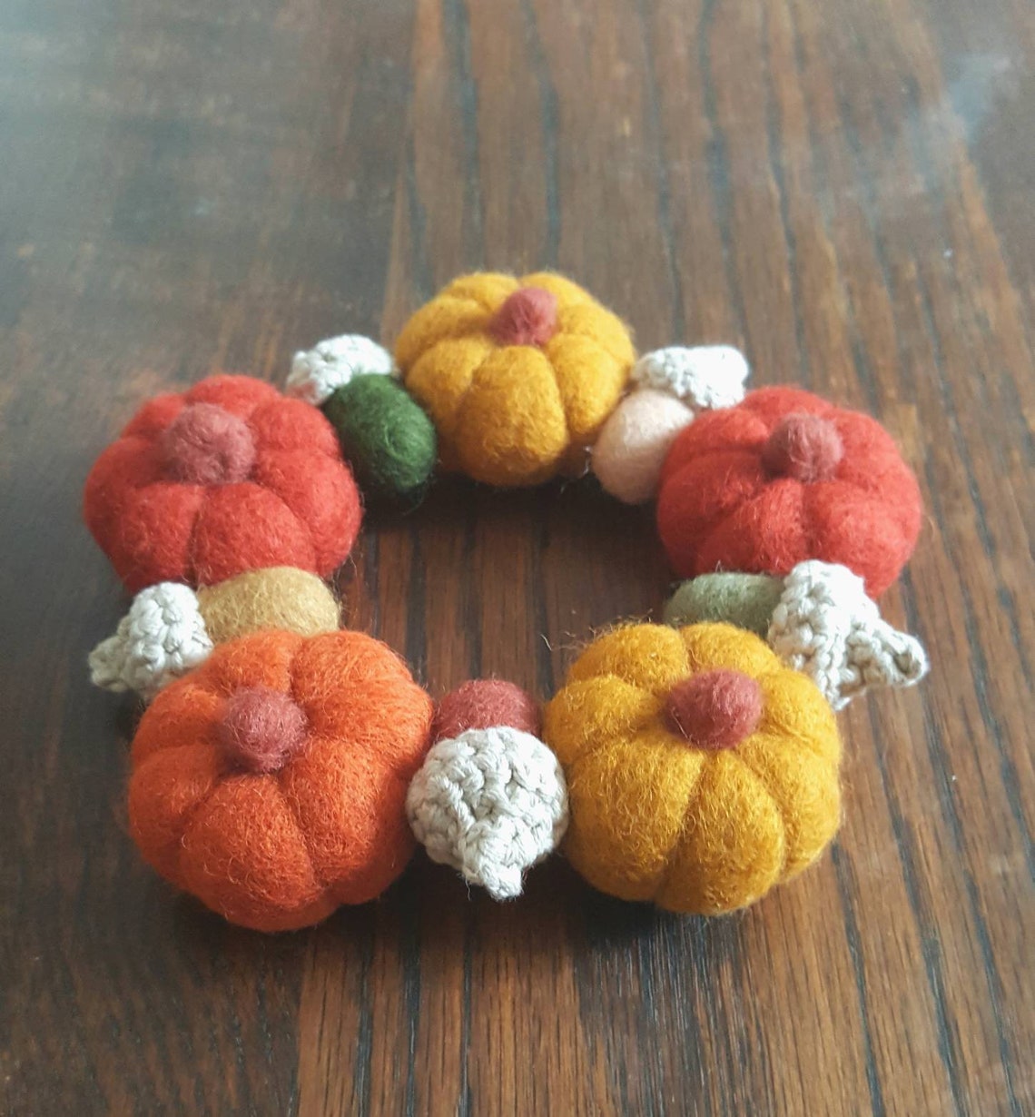Thanksgiving Felted Wool Pumpkins Acorns Wreath Handmade Felt | Etsy