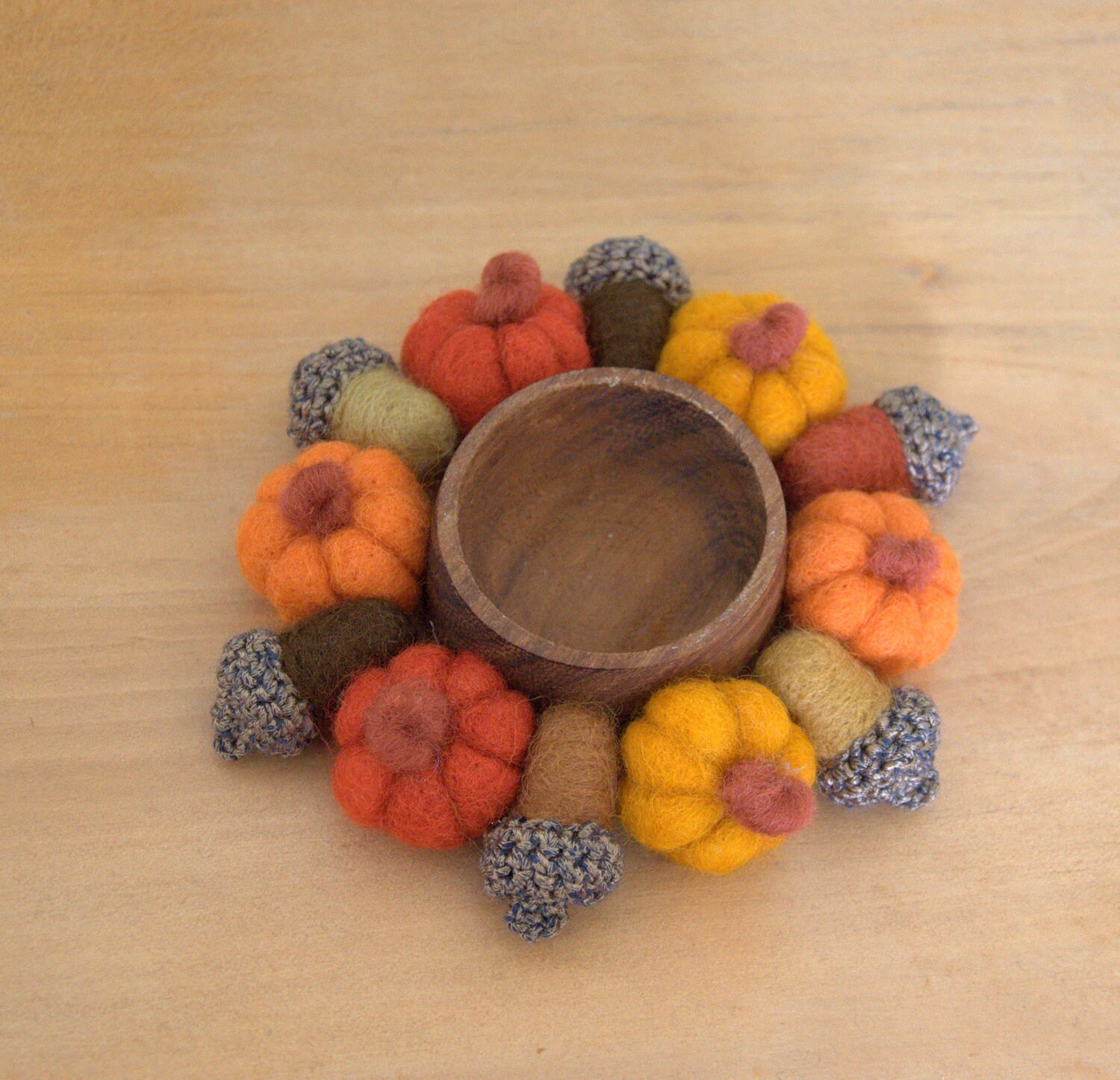 Thanksgiving Felted Wool Pumpkins Acorns Wreath Handmade Felt | Etsy