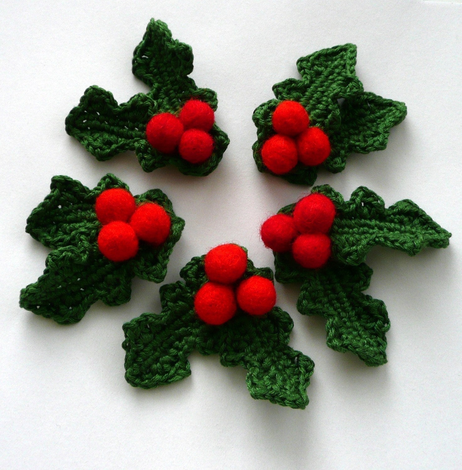 Crochet Christmas Holly Berry Brooch Winter Weddings Decor | Etsy