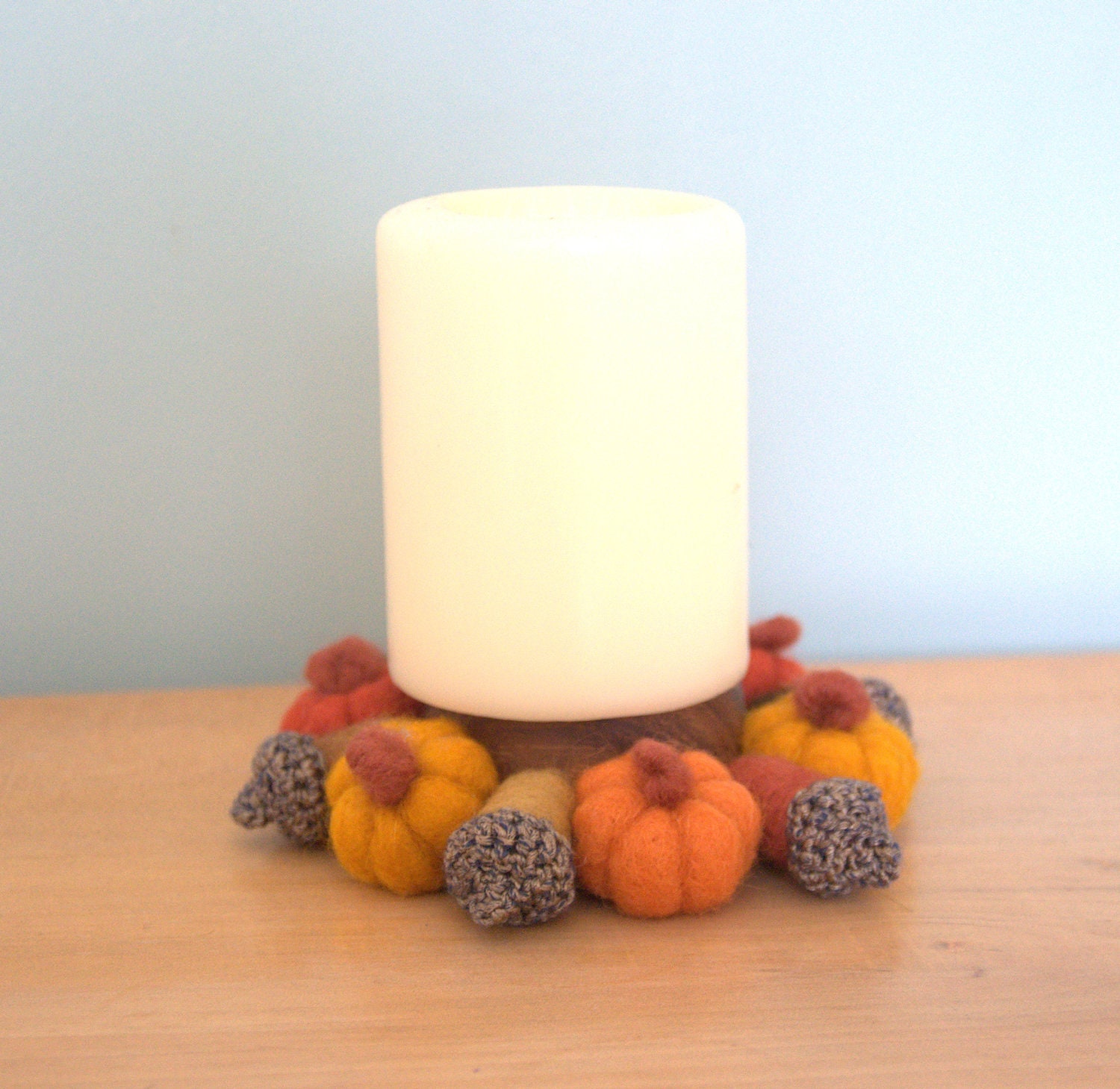 Thanksgiving Felted Wool Pumpkins Acorns Wreath Handmade Felt | Etsy