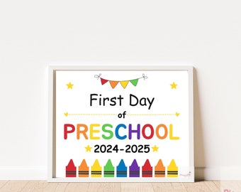 Back to School First Day of School Blackboard Sign, Printable First Day ...