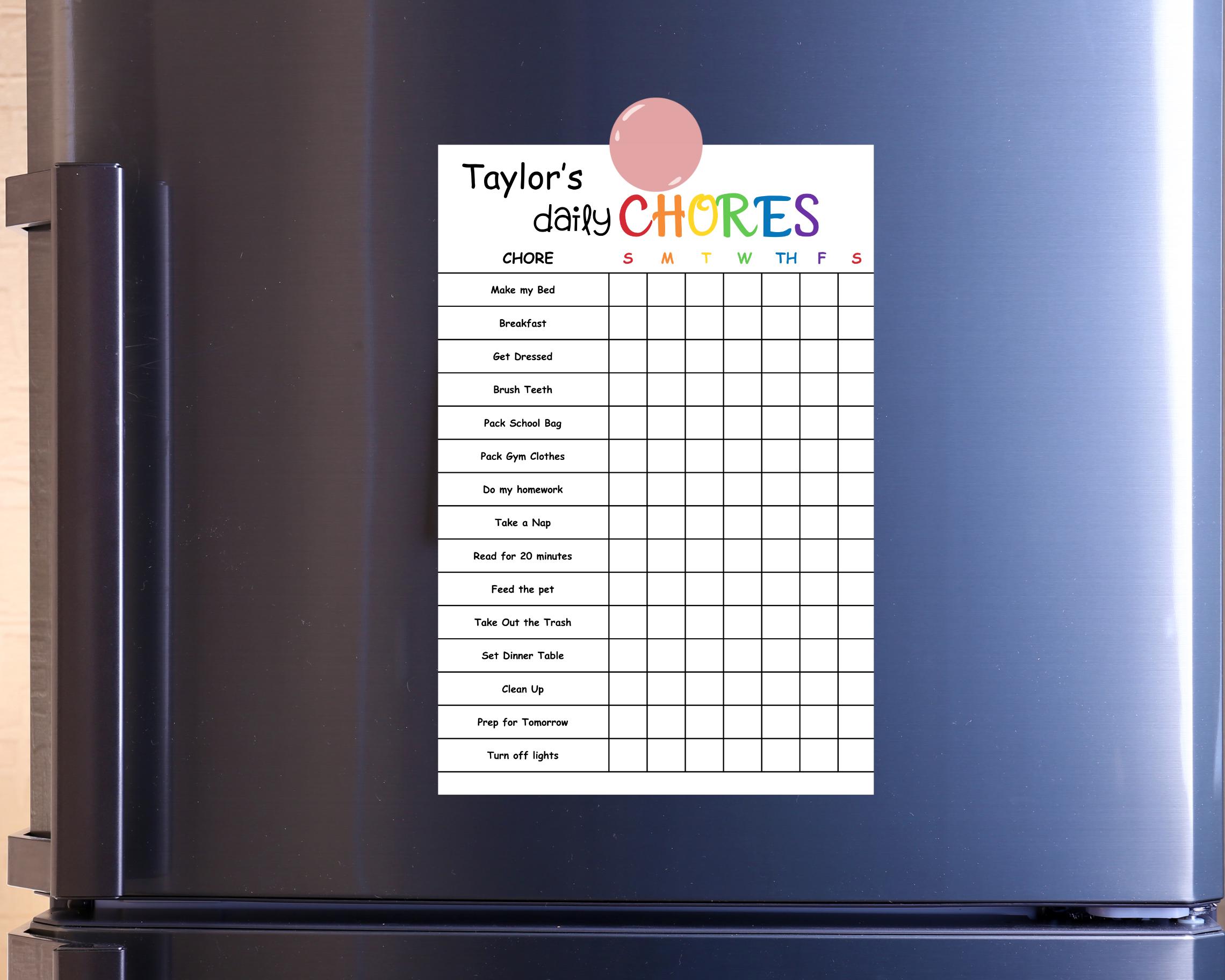 Editable Chore Chart, Kids Daily School Checklist, Responsibility Chart ...