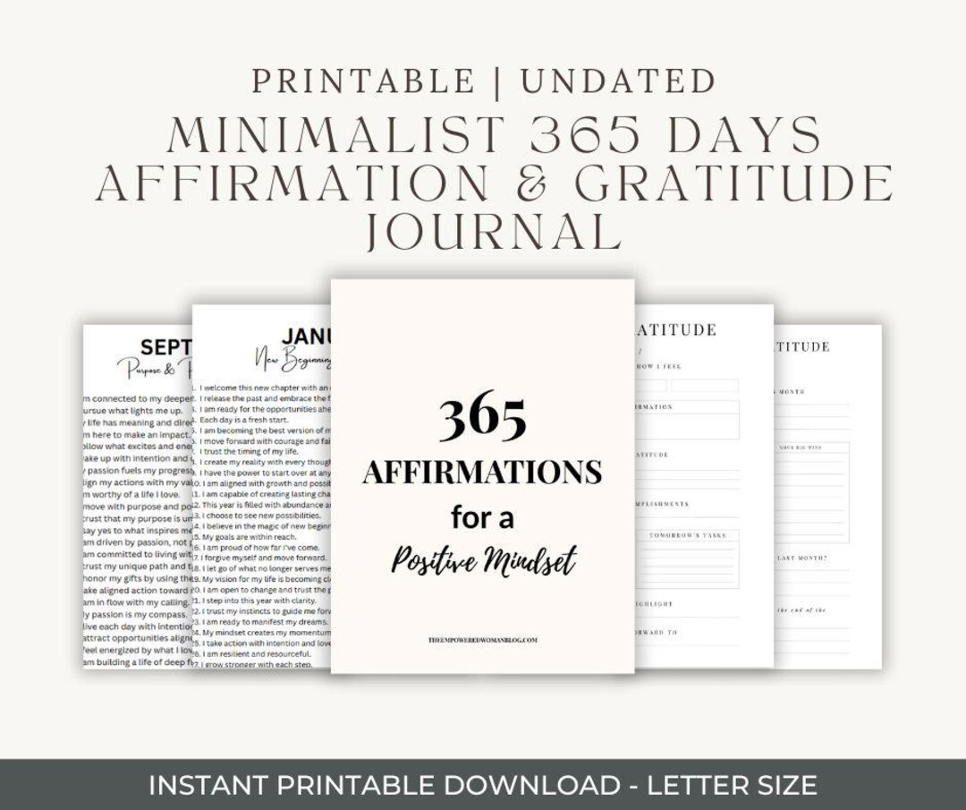 365 Daily Affirmations Printable | Positive Mindset & Self-love Digital ...