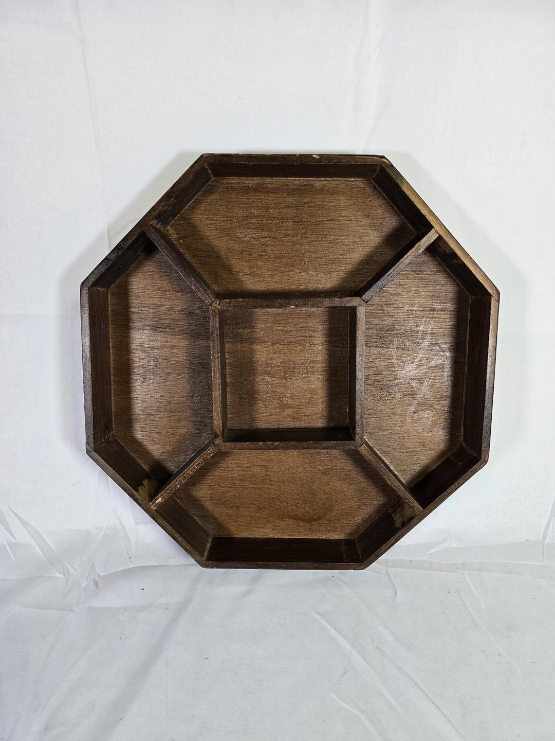 Vintage Wooden Hexagon Floating Trinket Tchotchke Curio Display Shelf ...