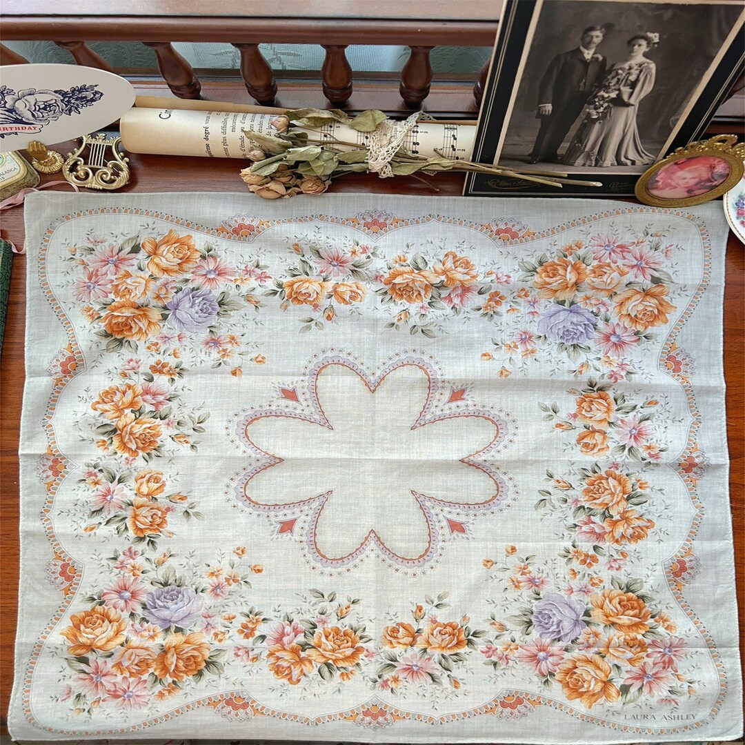 Vintage Floral Handkerchief Charming Flower Print Hanky Elegant Floral ...