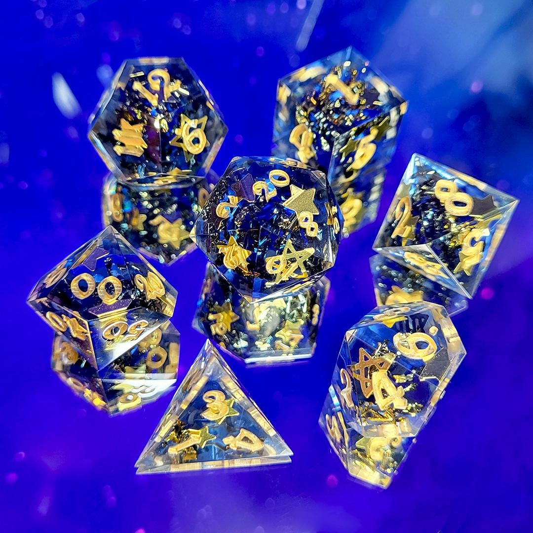 Starry Night Full Dice Set B-grade Handmade Resin Dice for TTRPG - Etsy