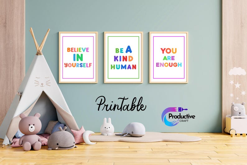 Affirmations for Kids Poster Set of 10, Daily Affirmations Wall Art ...