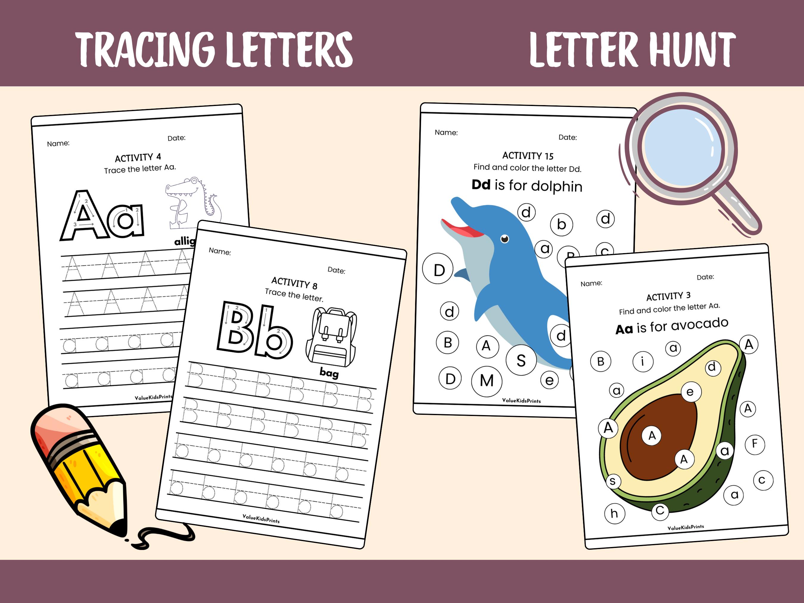 Printable Alphabet Worksheets ABC Activity for Kids ABC Worksheets ...