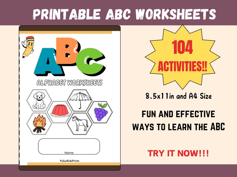 Printable Alphabet Worksheets ABC Activity for Kids ABC Worksheets ...