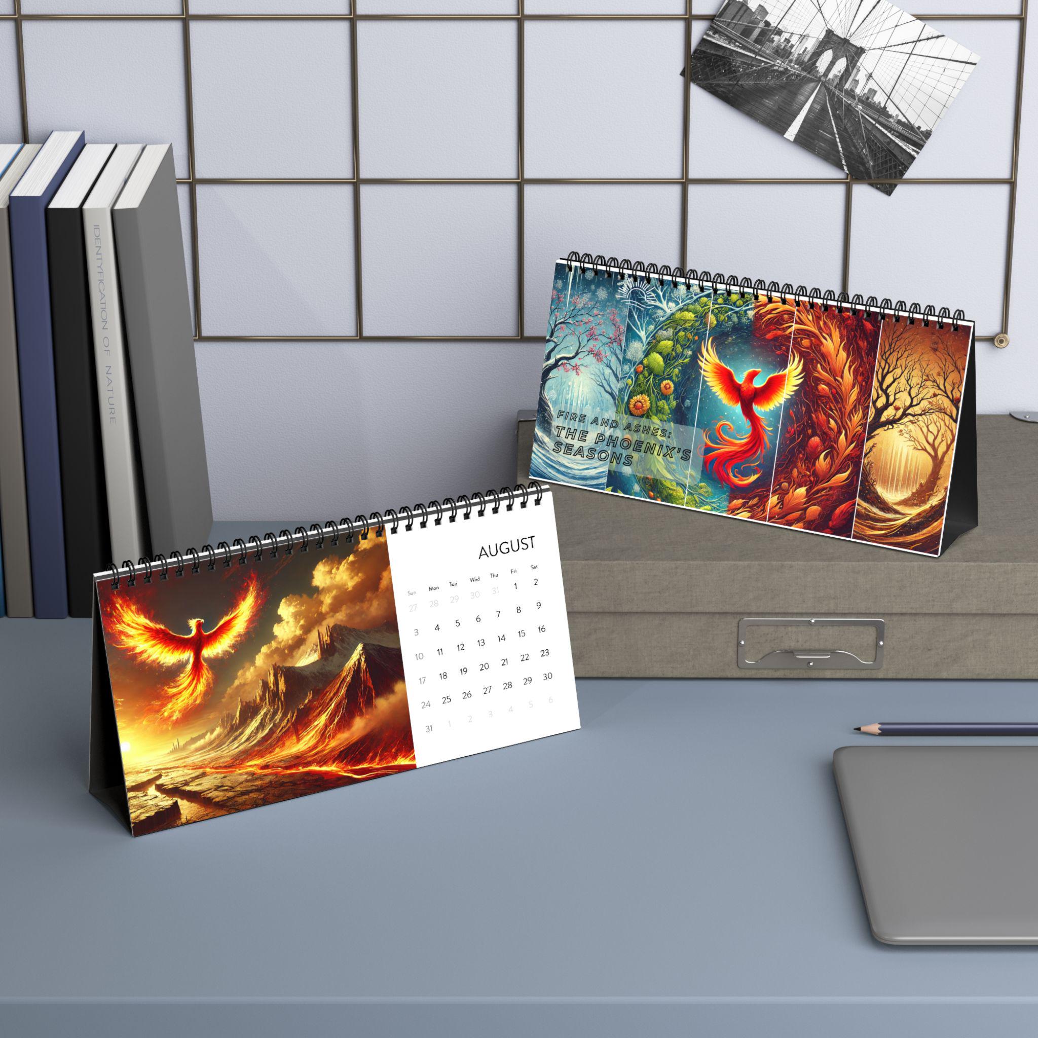 Fire and Ashes: the Phoenix's Seasons 2025 Desktop Calendar - 10" X 5 ...