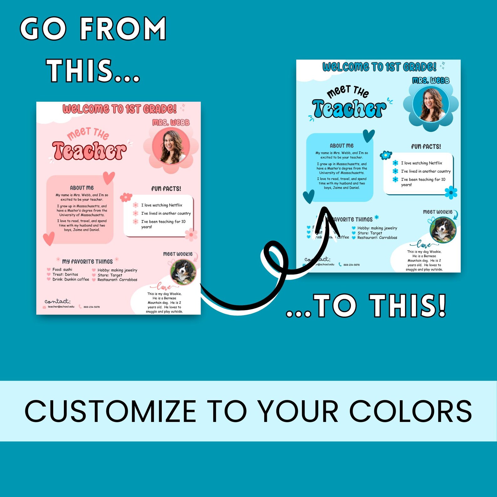 Meet the Teacher Template Editable Basic About Your Teacher Editable ...