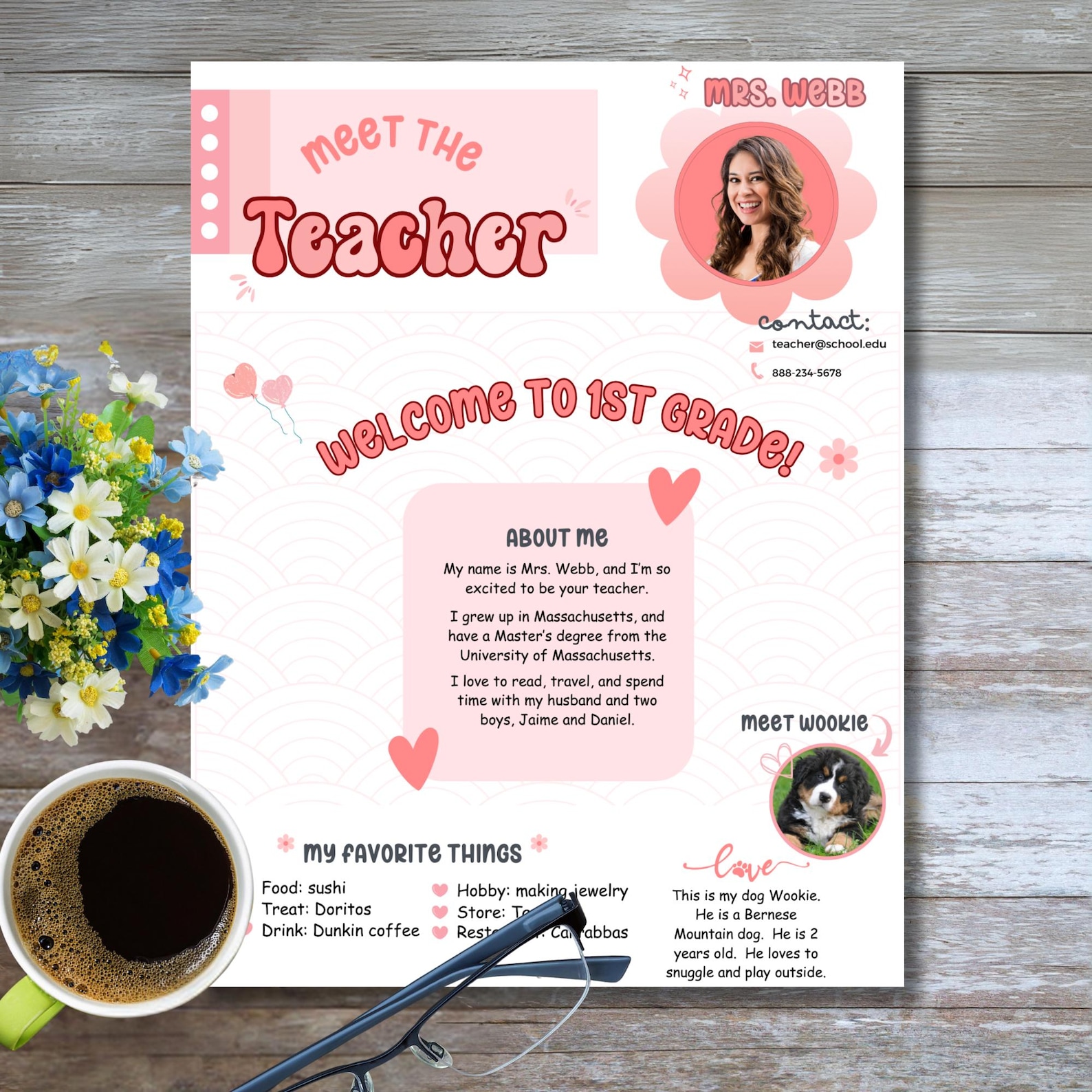 Meet the Teacher Template Editable Basic About Your Teacher Editable ...