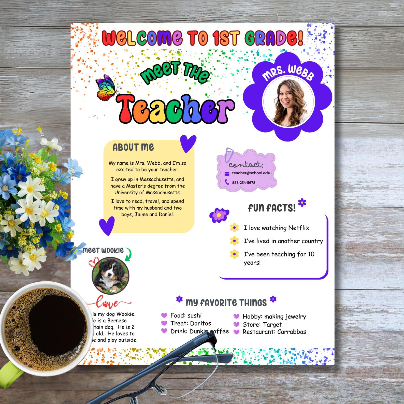 Meet the Teacher Template Editable Basic About Your Teacher Editable ...