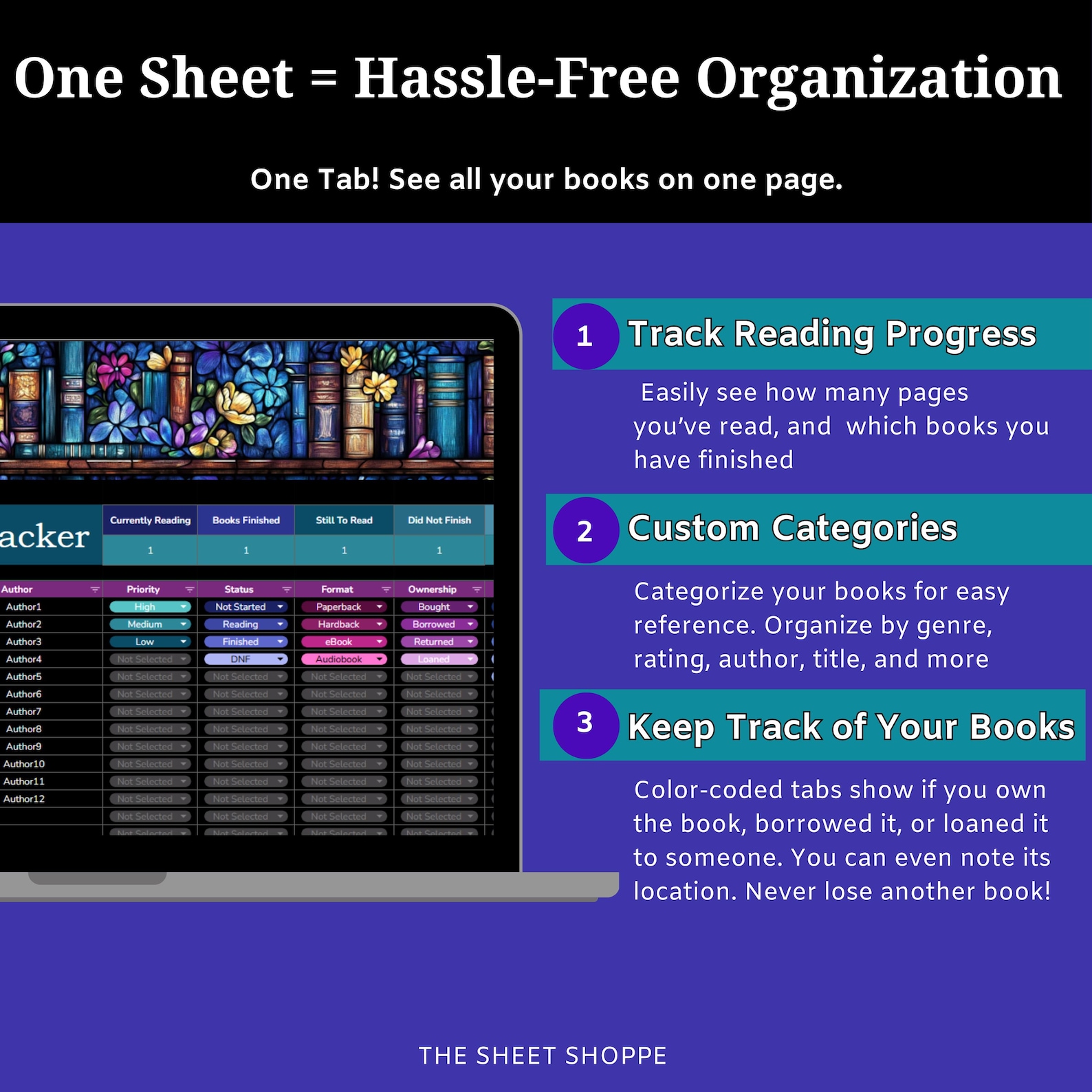 Reading Tracker Spreadsheet, Google Sheets Template, Book Log, Reading ...
