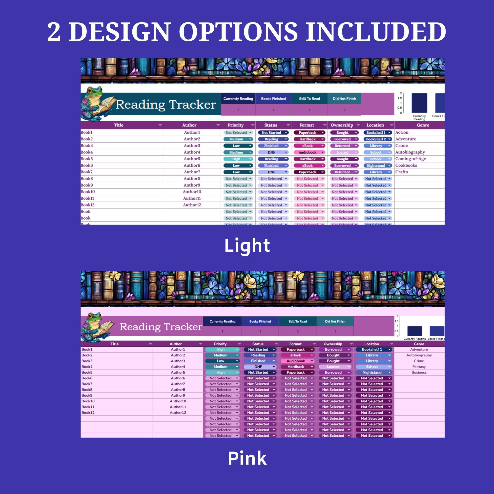 Reading Tracker Spreadsheet, Google Sheets Template, Book Log, Reading ...