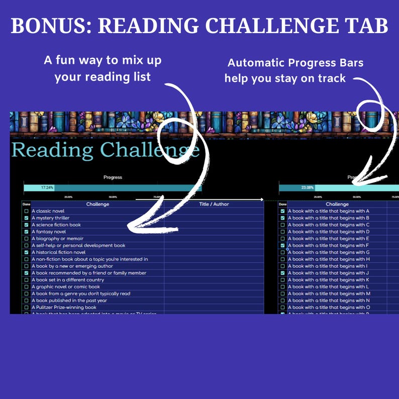 Reading Tracker Spreadsheet, Google Sheets Template, Book Log, Reading ...