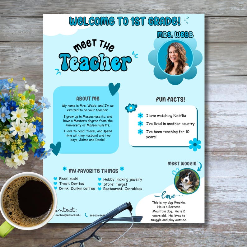 Meet the Teacher Template Editable Basic About Your Teacher Editable ...