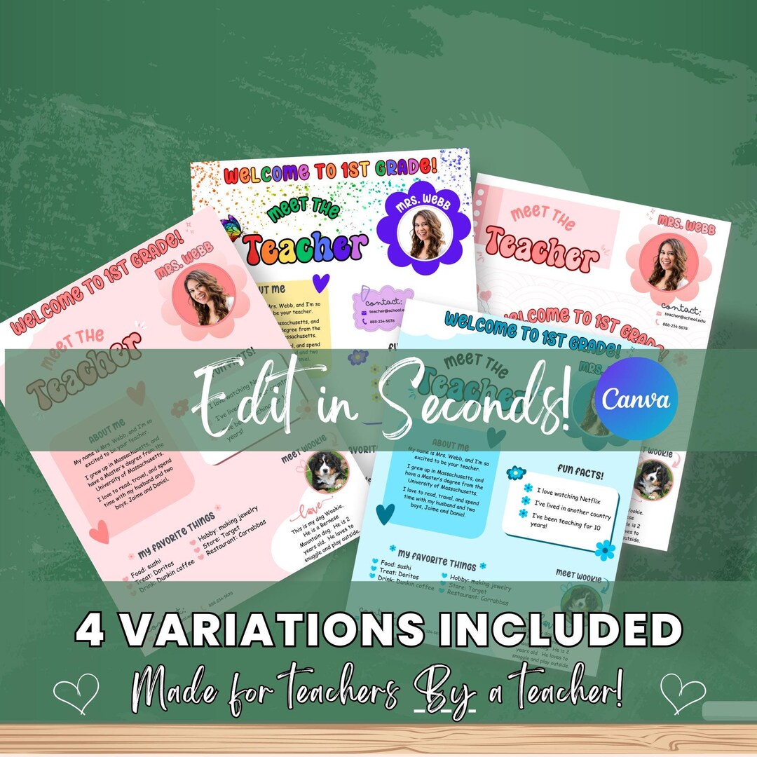 Meet the Teacher Template Editable Basic About Your Teacher Editable ...