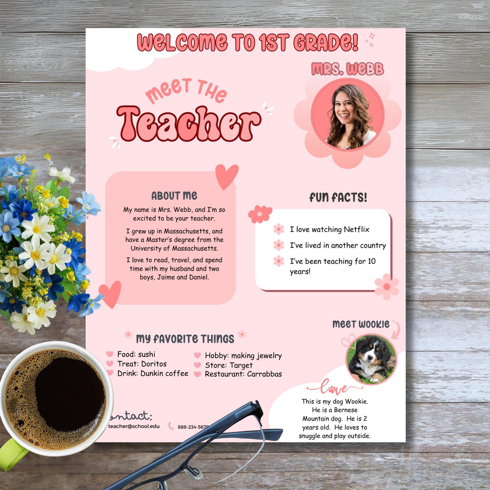 Meet the Teacher Template Editable Basic About Your Teacher Editable ...