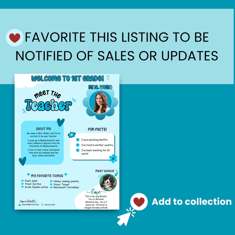 Meet the Teacher Template Editable Basic About Your Teacher Editable ...