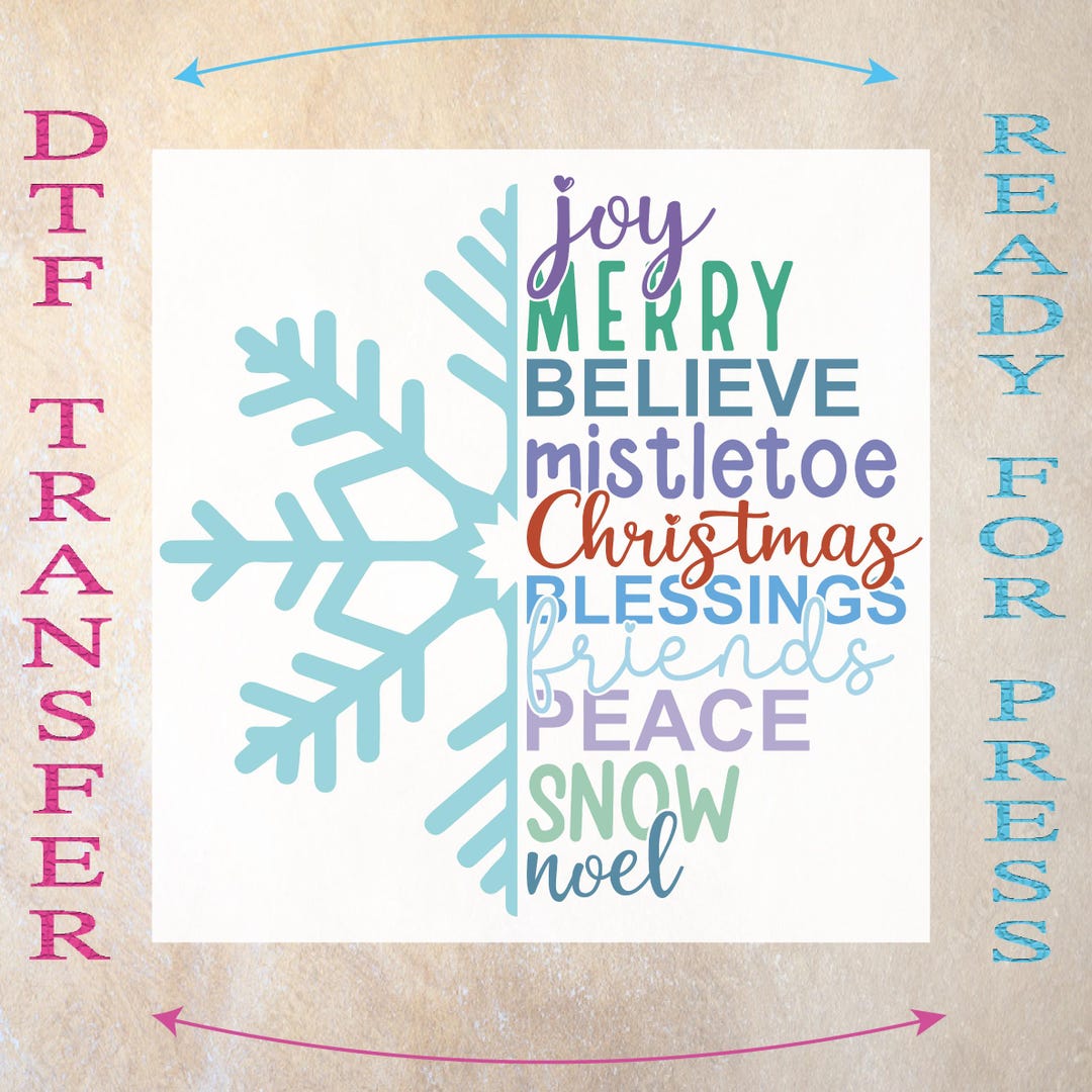 Christmas Ready to Press, Christmas Snowflake Dtf, Joy-merry-believe ...