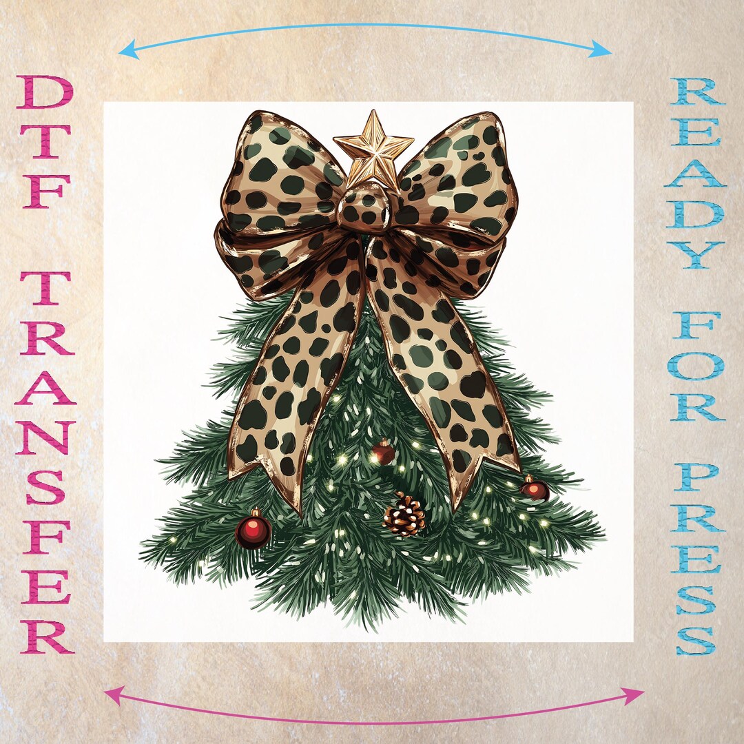 Christmas Ready to Press, Christmas Tree Dtf, Christmas Tree Leopard ...