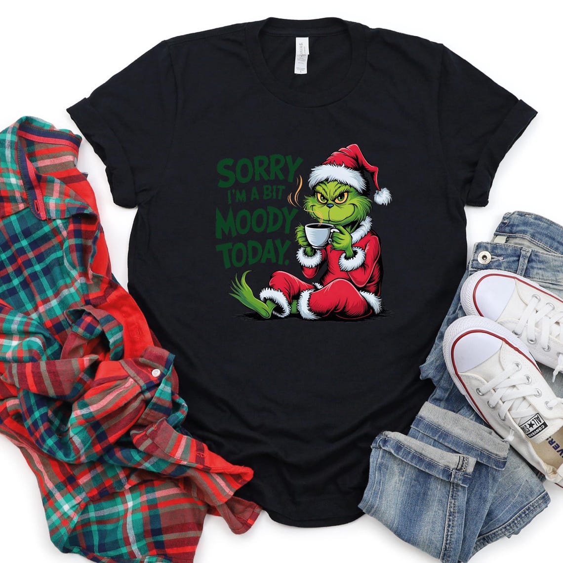 Christmas Grinch Rhinestone DTF Transfer: Sparkly Holiday Shirt Design ...