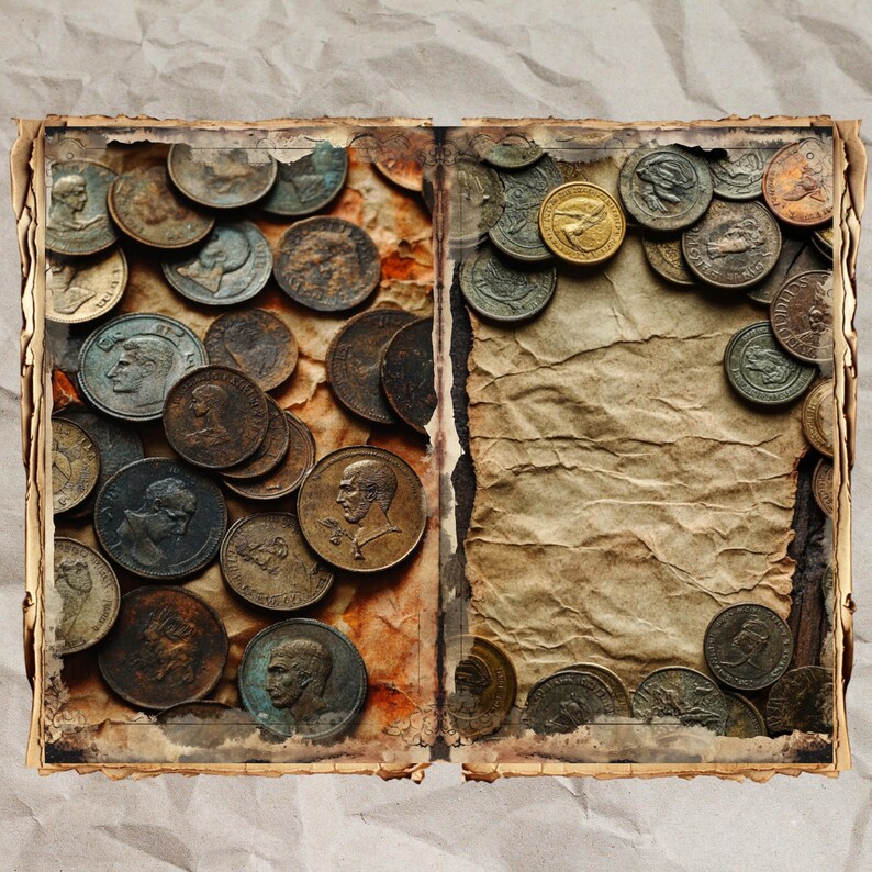 Vintage Antique Coins Junk Journal Pages Ancient Coins Themed Kit ...