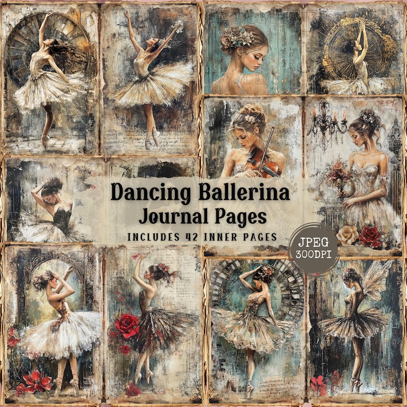 Dancing Ballerina Junk Journal Printable Pages | Vintage Dance Ballet ...