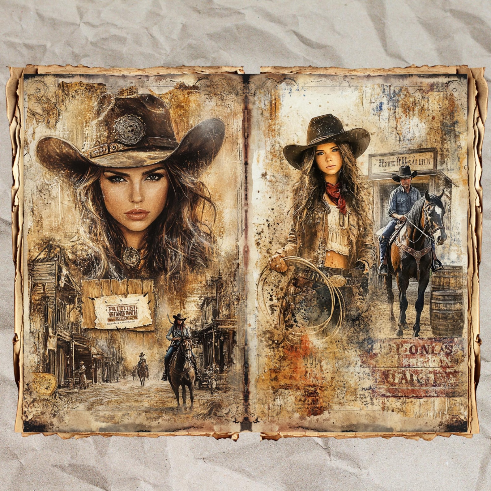 Vintage Western Junk Journal Pages: Cowboy Era Ephemera (52 JPEG) - Etsy