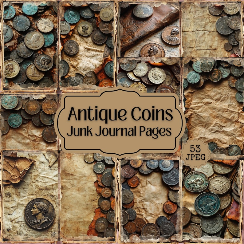 Vintage Antique Coins Junk Journal Pages | Ancient Coins Themed Kit ...
