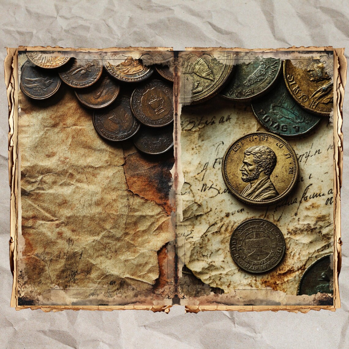 Vintage Antique Coins Junk Journal Pages Ancient Coins Themed Kit ...