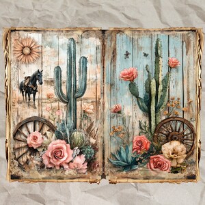 Western Junk Journal Pages, Watercolor Wild West Themed Junk Journal ...
