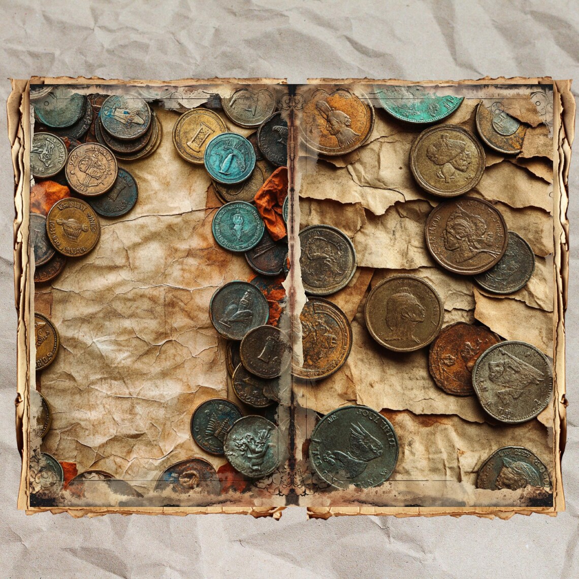 Vintage Antique Coins Junk Journal Pages Ancient Coins Themed Kit ...