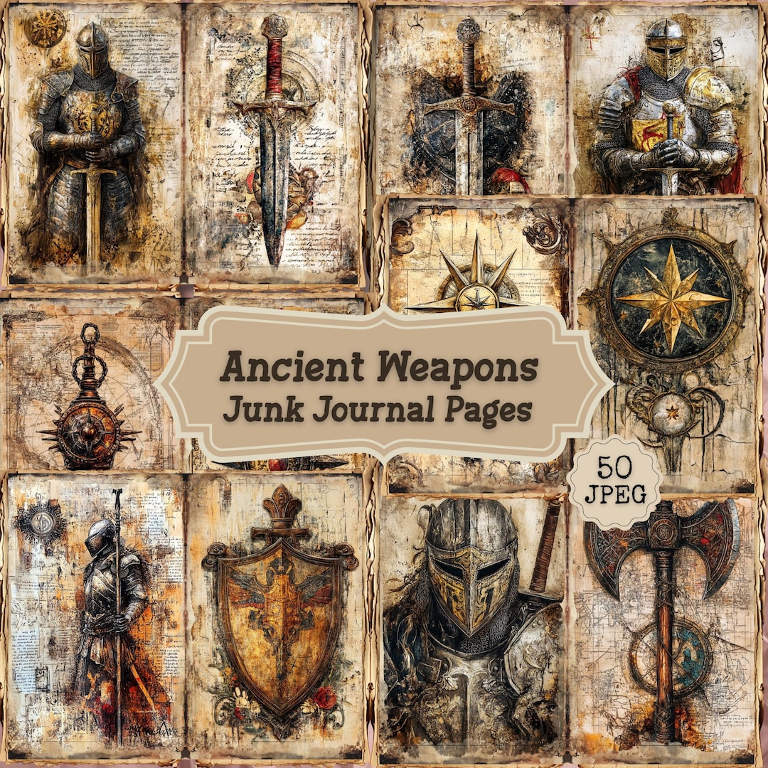 Ancient Weapons Junk Journal Pages Vintage Antique Weapons Themed Kit ...