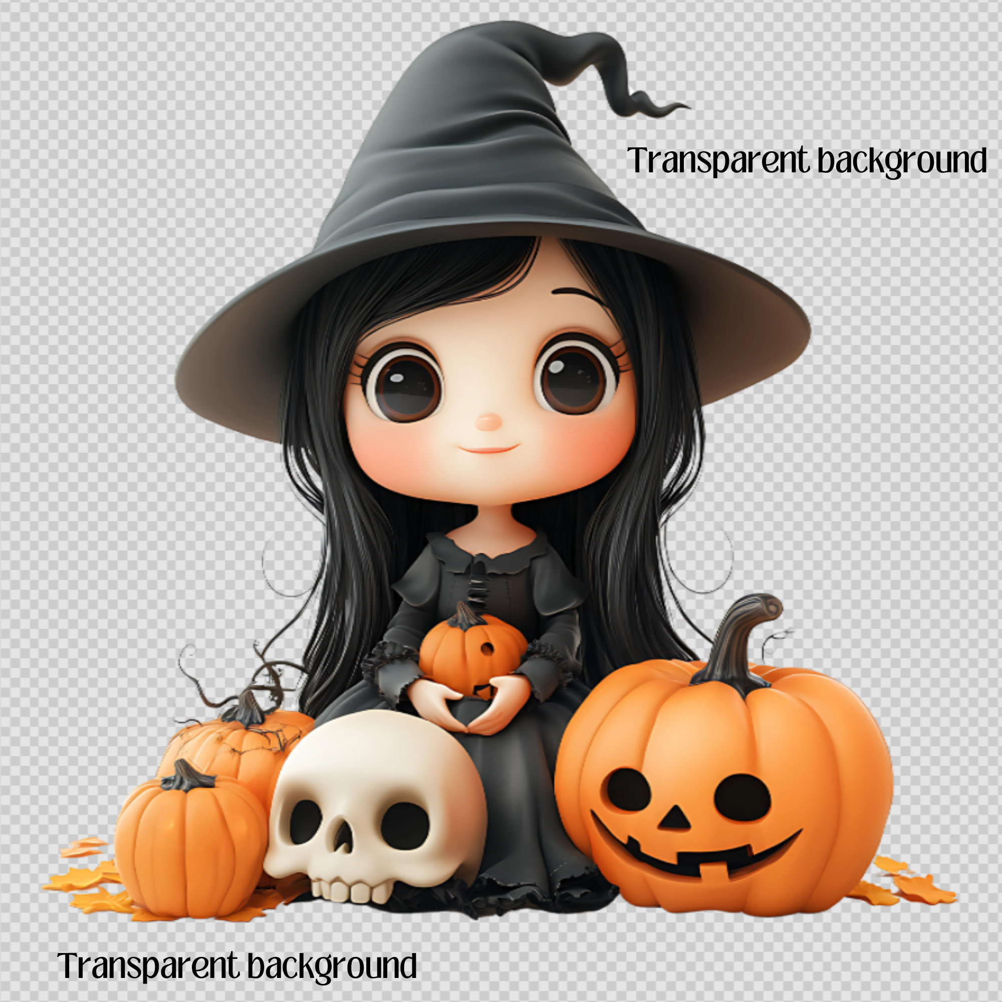 3D Witch Halloween Clipart Bundle | 30 PNG Cute Witch Perfect for ...