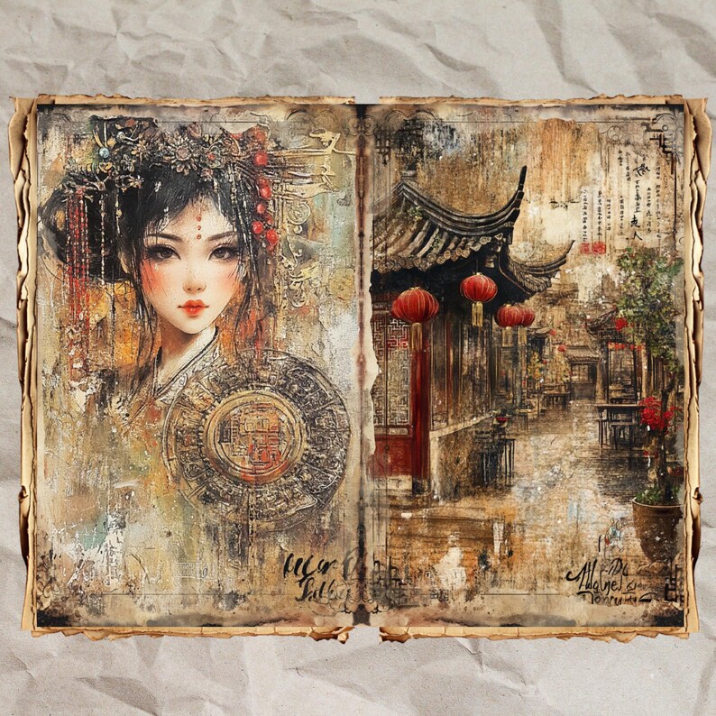China Town Junk Journal Pages | Vintage Chinese Culture Themed Kit ...