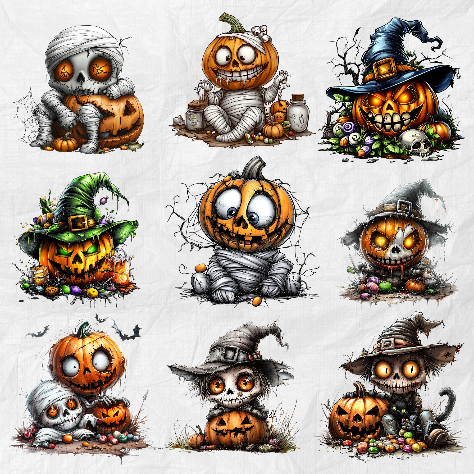 Spooky Halloween Clipart Bundle | 45 PNG Creepy Halloween Fest Perfect ...