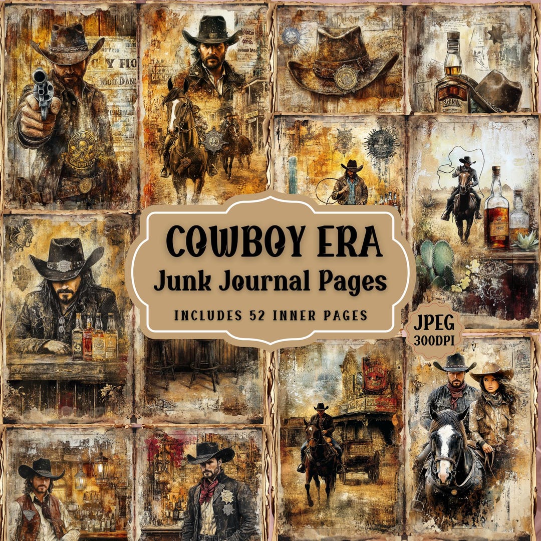 Vintage Western Junk Journal Pages: Cowboy Era Ephemera (52 JPEG) - Etsy