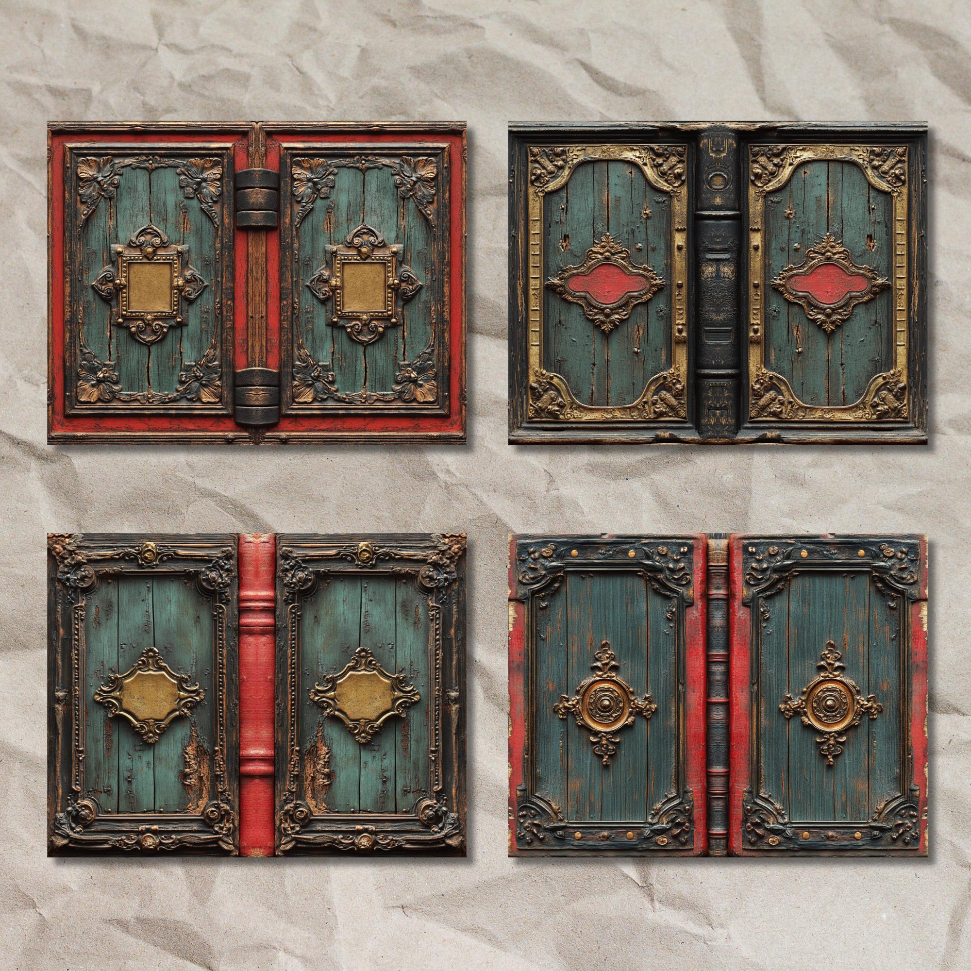 Vintage Book Covers | Ancient Cover Pages Junk Journal Kit | Old Red ...