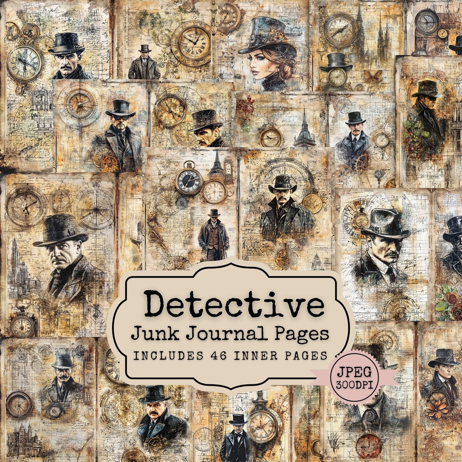 Detective Junk Journal Pages | Vintage British Gentleman Themed Kit ...