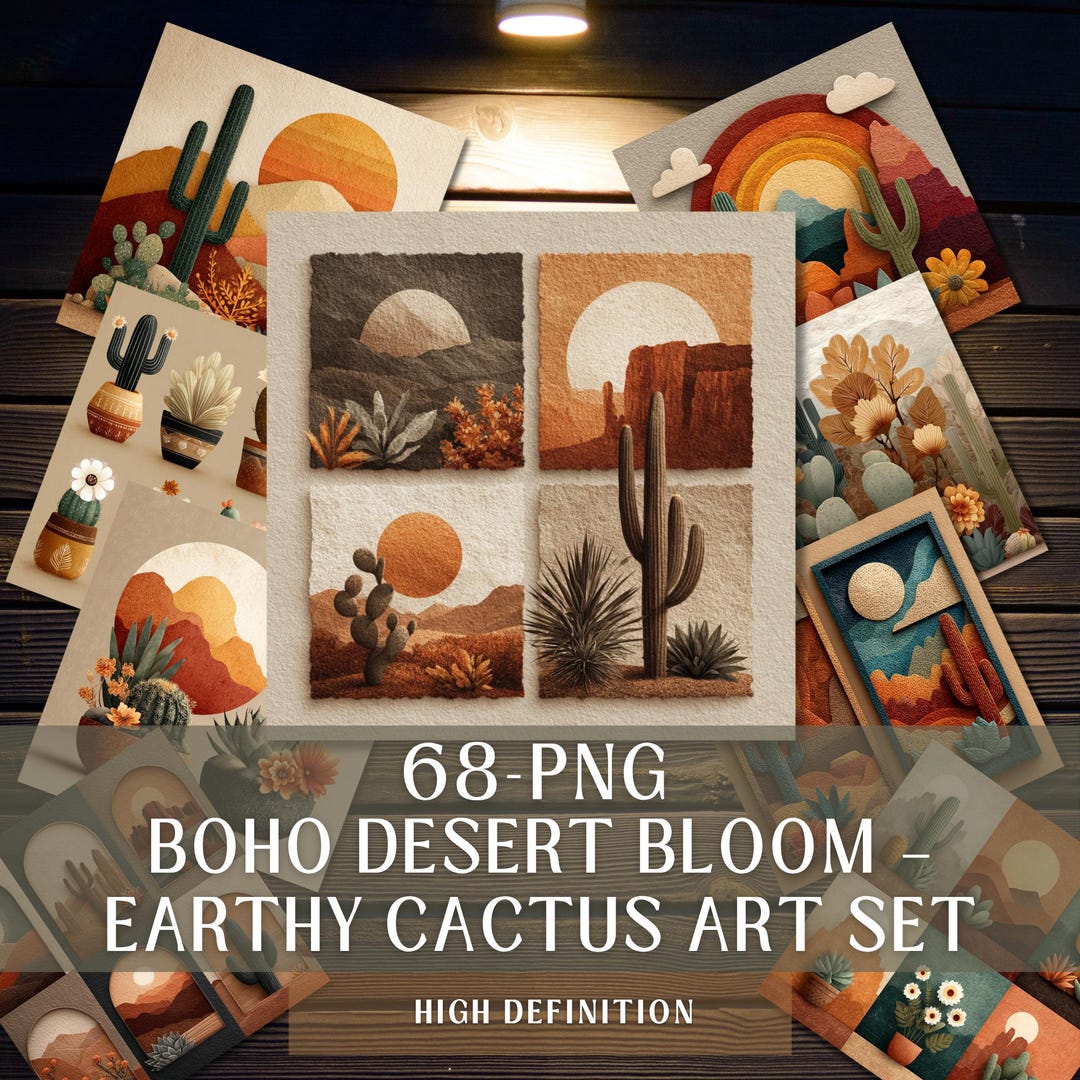 Boho Desert Bloom Art Set: 68 Earthy PNG Designs (digital Download - Etsy