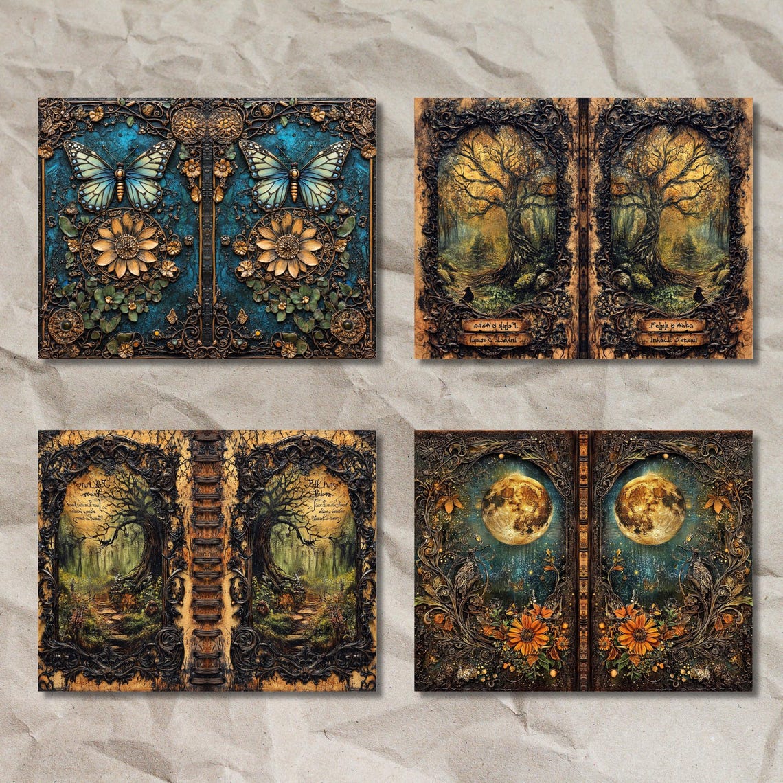 Spellbound Book Covers | Ancient Cover Pages Junk Journal Kit | Vintage ...