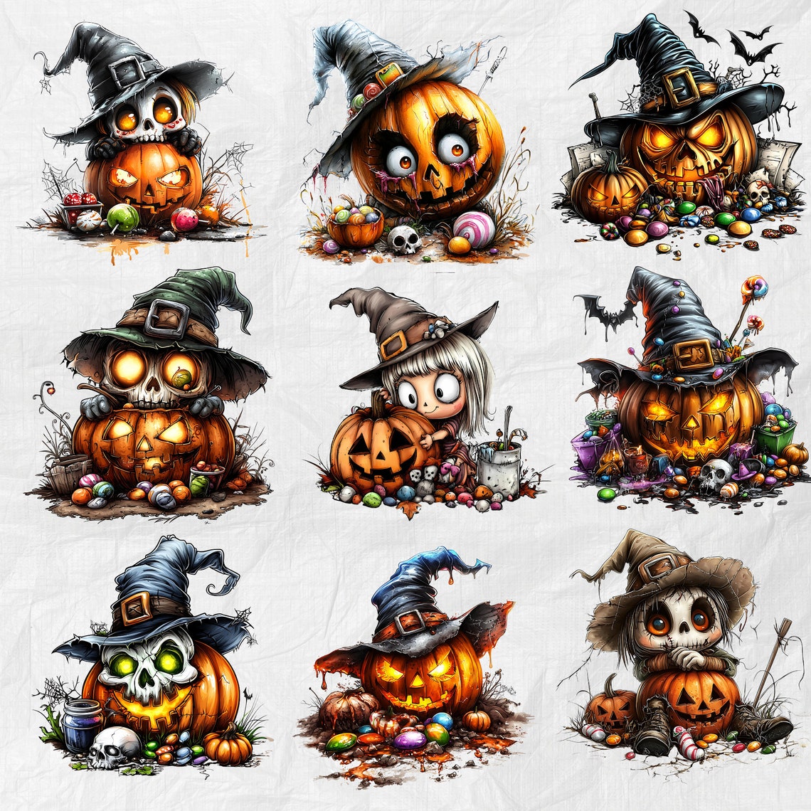Spooky Halloween Clipart Bundle | 45 PNG Creepy Halloween Fest Perfect ...