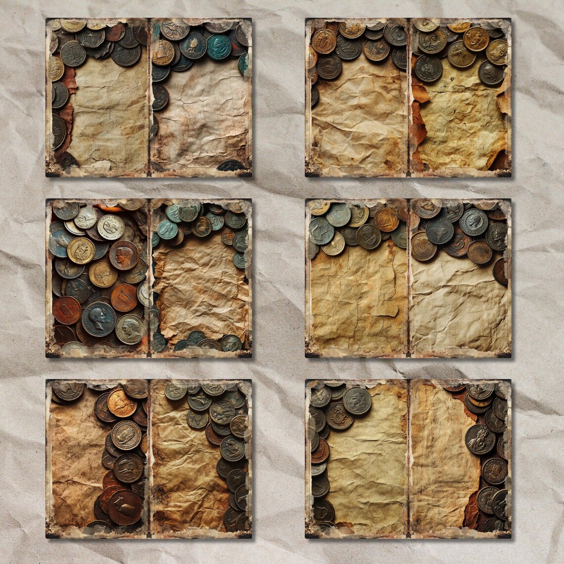 Vintage Antique Coins Junk Journal Pages Ancient Coins Themed Kit ...